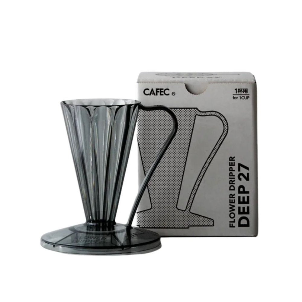CAFEC Flower Dripper DEEP27 (Clear Black) | Benki Brewing Tools