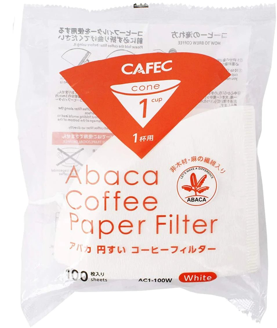 CAFEC ABACA CONE-SHAPED PAPER FILTER (CUP 1) | Benki Brewing Tools